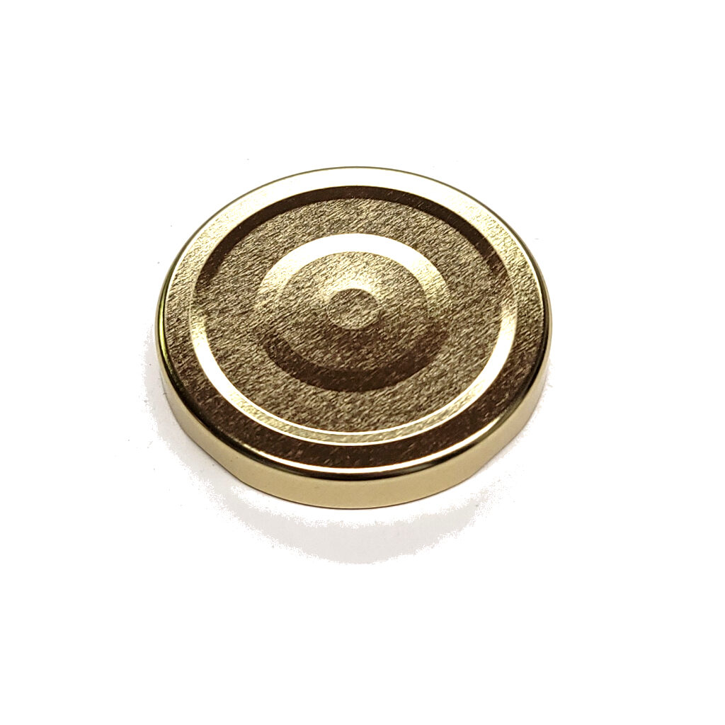 63TW Gold Metal Lid with Button - Wells Can Company