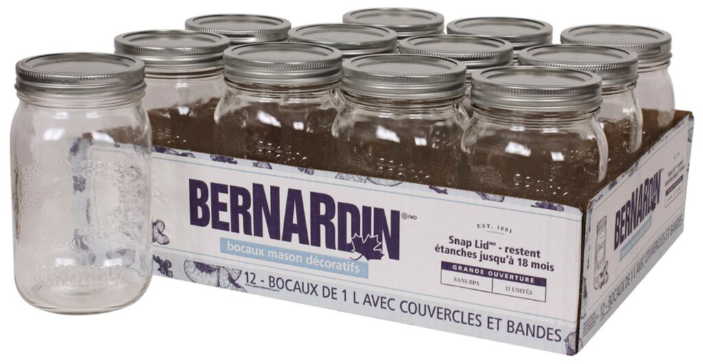 Bernardin Wide Mouth Glass Mason Jar 1L 12Pk - Wells Can Company